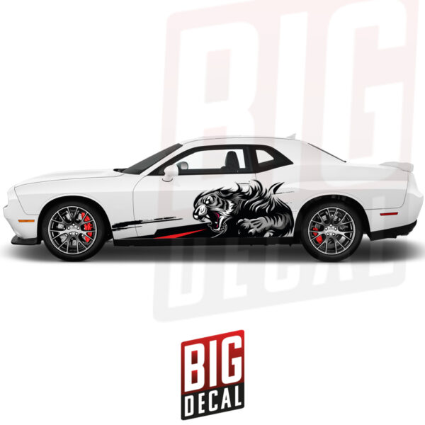 Angry Tiger Decals For Dodge Challenger Or Charger Side Wrap Decal ...